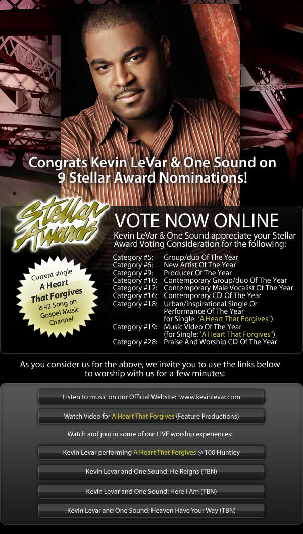Congrats Kevin LeVar & One Sound on 9 Stellar Award Nominations ...